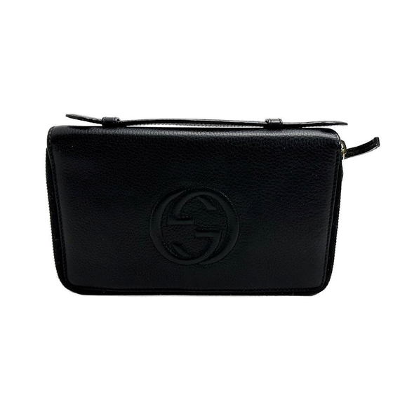 Gucci | Bags | Gucci Soho Leather Travel Document Case Organizer Black ...